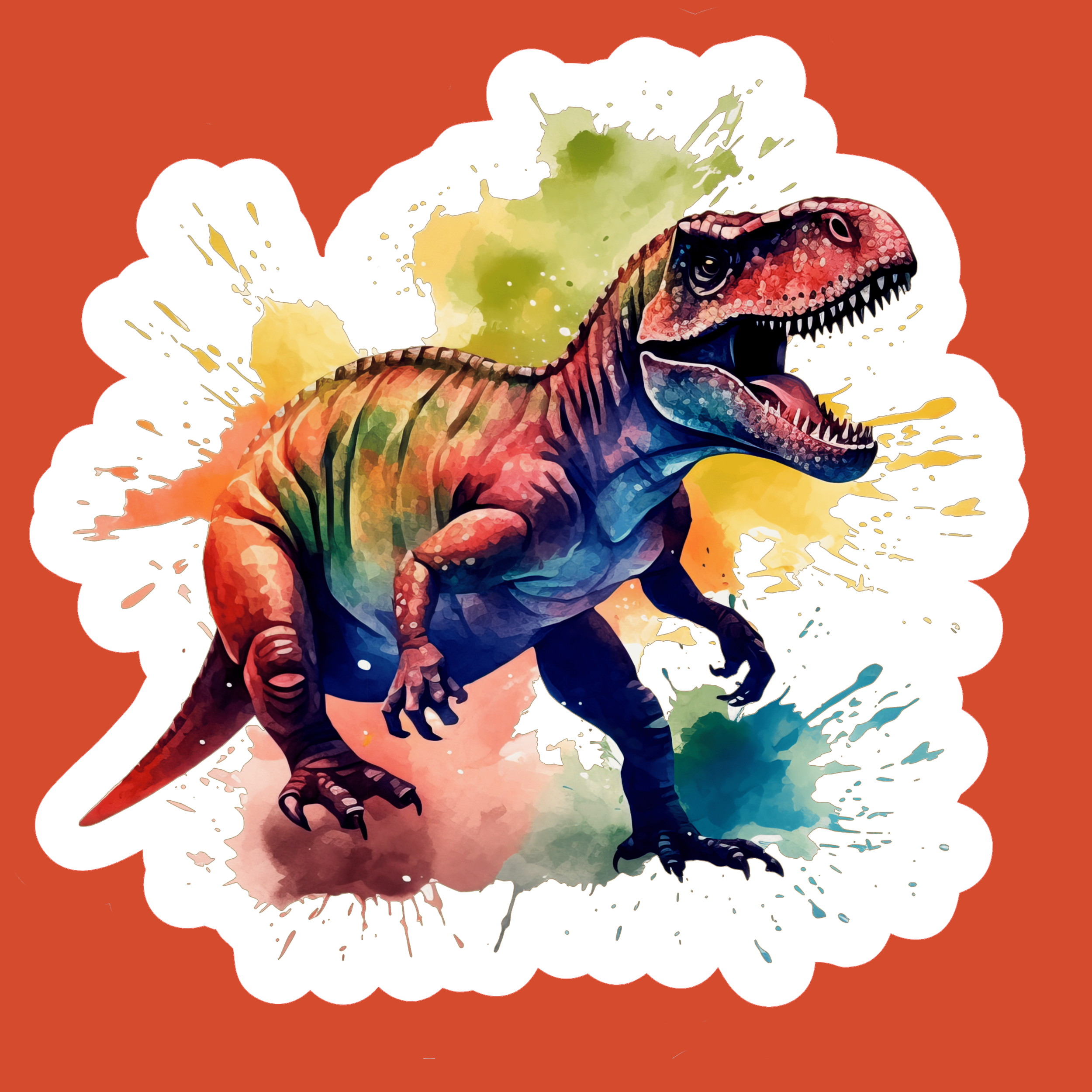 Colorful T-rex Dinosaur Watercolor - Sticker Bits