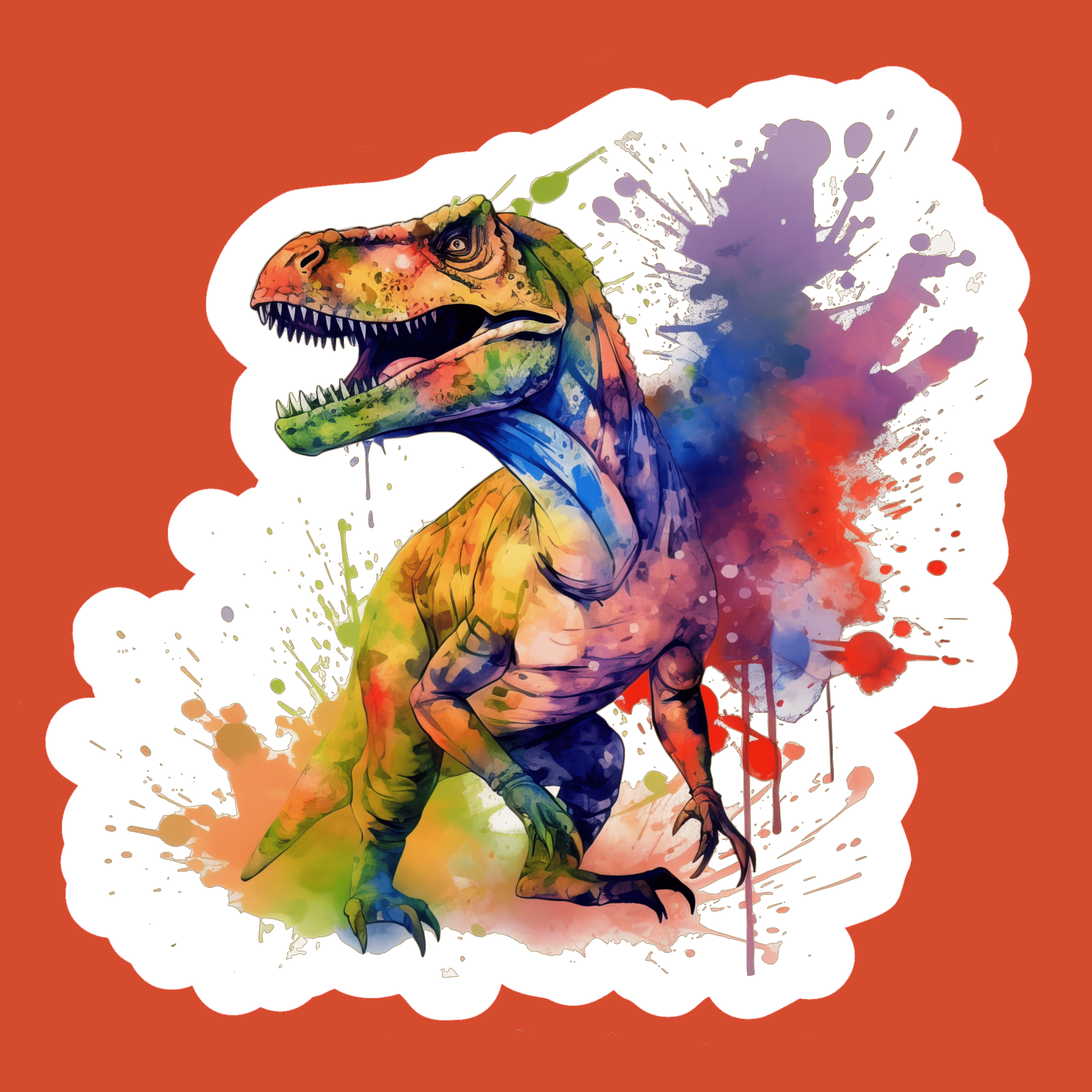 Colorful T-rex Dinosaur Watercolor - Sticker Bits