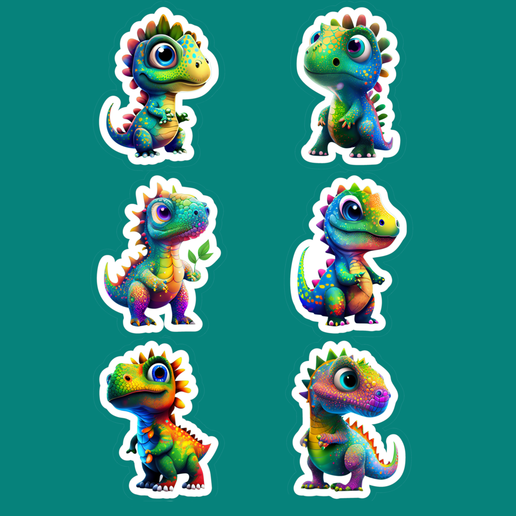 Rainbow Dinosaurus Sticker Sets - Sticker Bits