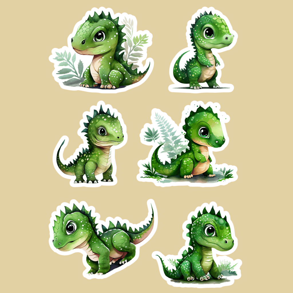 Watercolour Baby Dinosaurus Sticker Sets - Sticker Bits