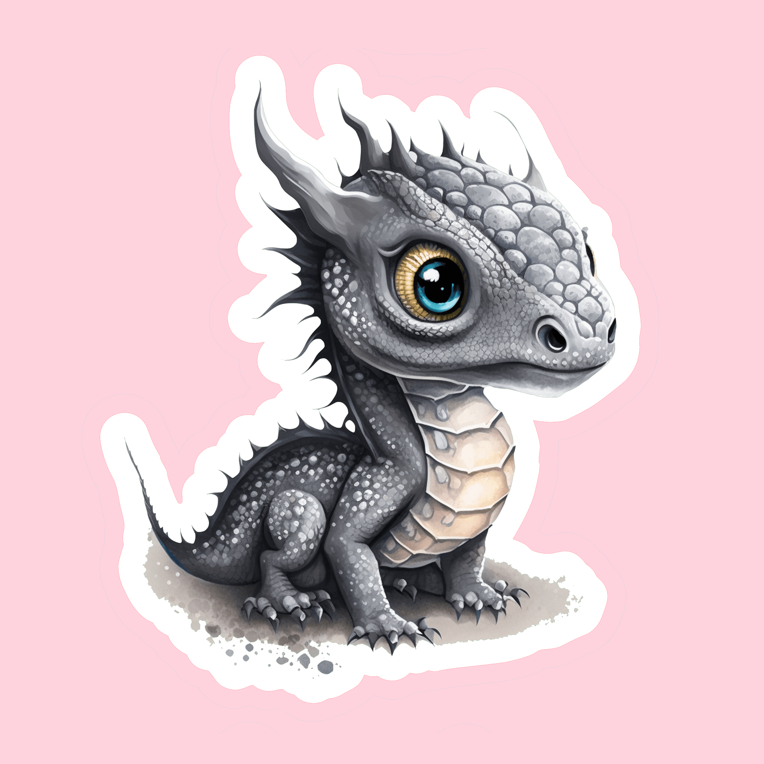 Cute Dragon Green and Gray Stickers - Sticker Bits