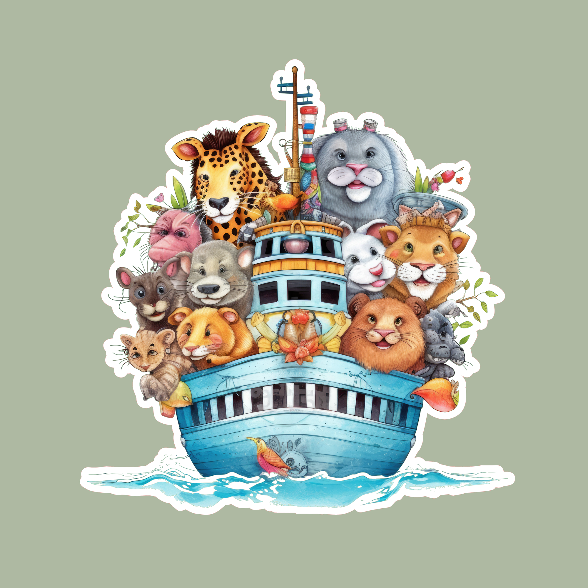 Animal Boat Safari Iron On (HTV) Decal - Sticker Bits
