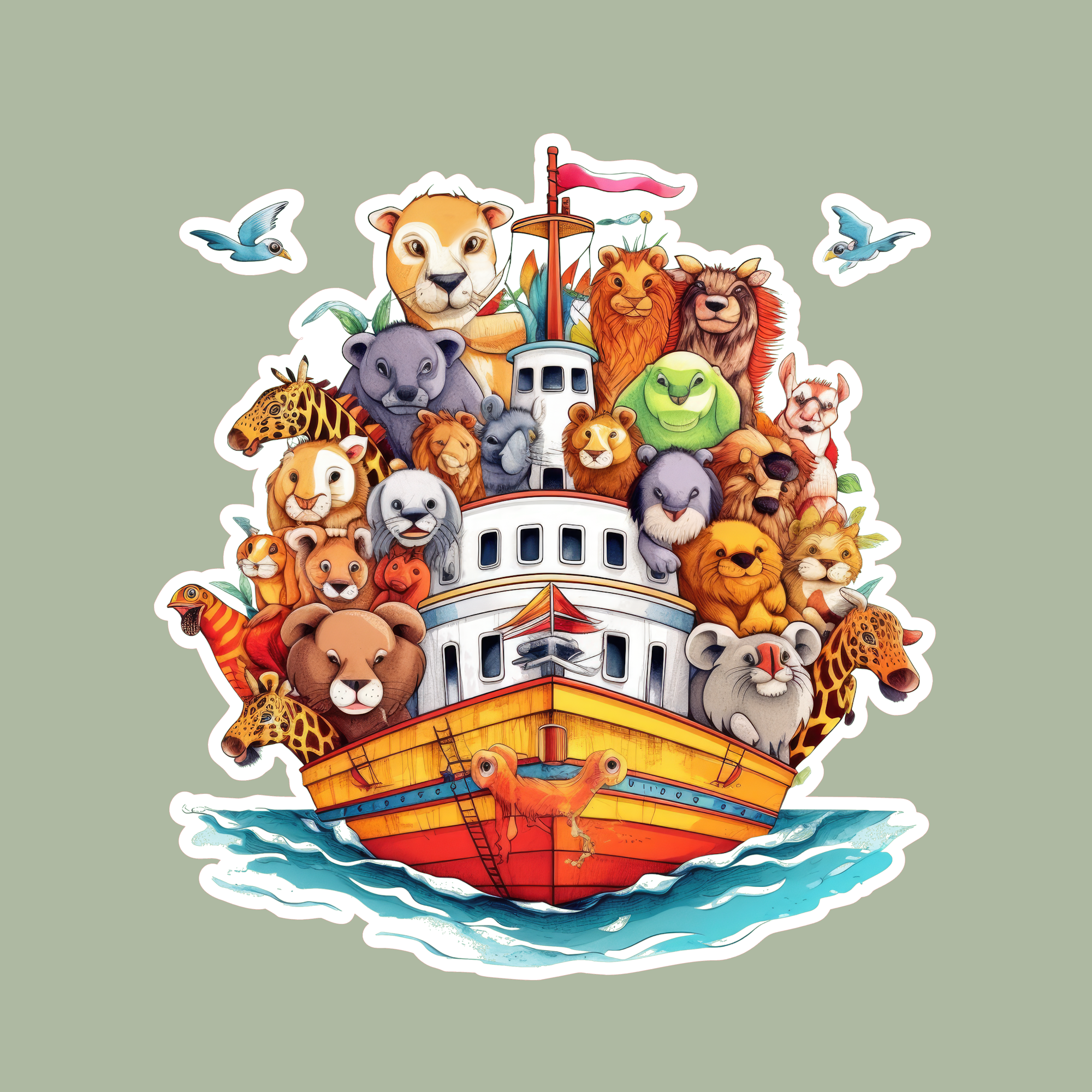 Animal Boat Safari Iron On (HTV) Decal - Sticker Bits