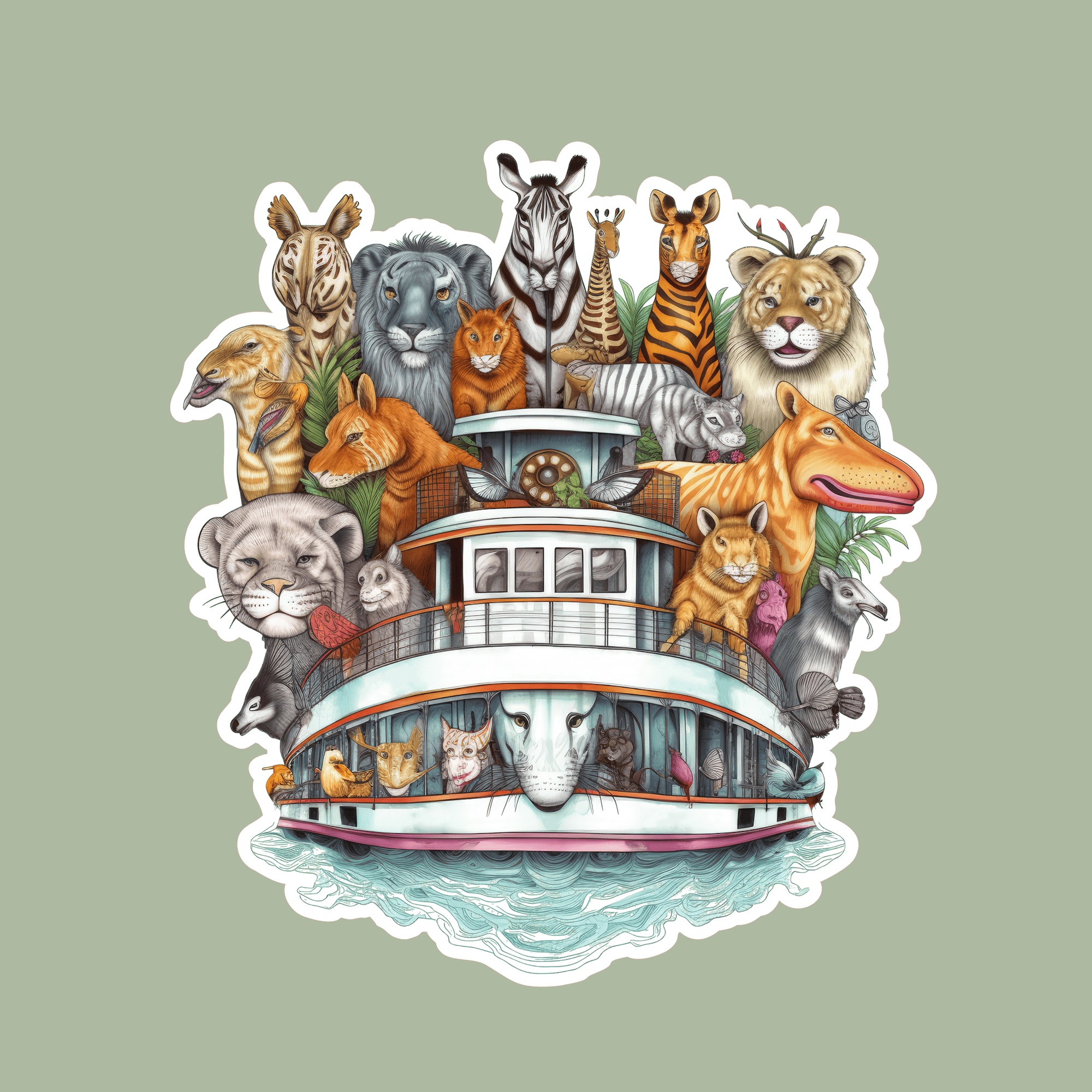 Animal Boat Safari Iron On (HTV) Decal - Sticker Bits