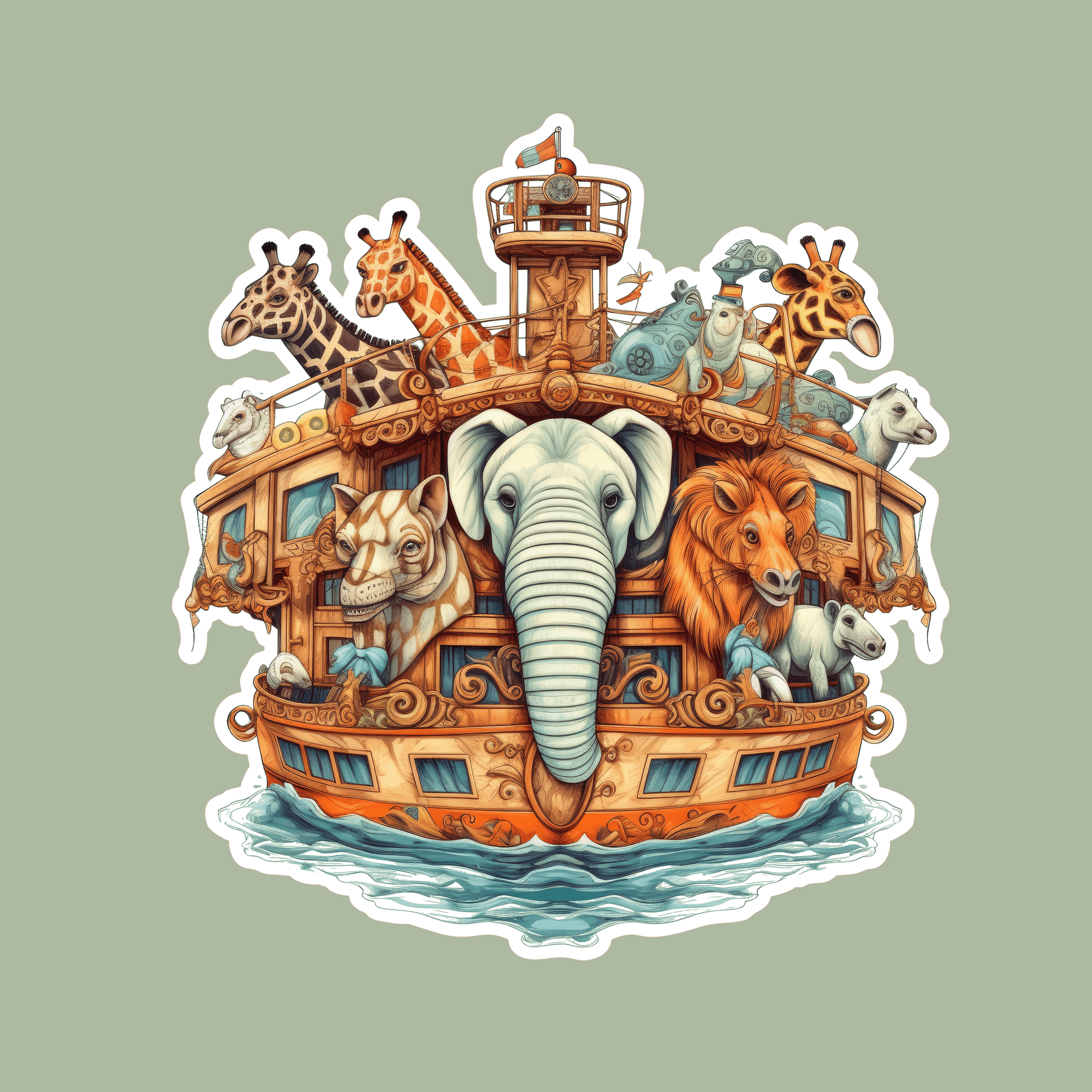 Animal Boat Safari Iron On (HTV) Decal - Sticker Bits