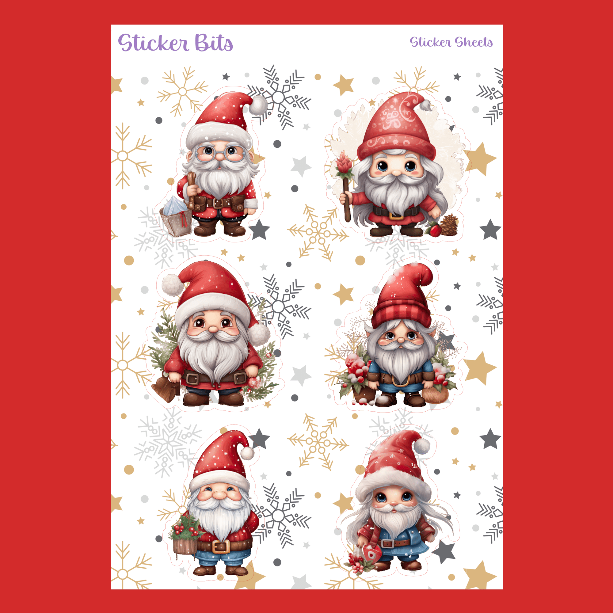 More Cute Christmas Gnome Sticker Sets - Sticker Bits