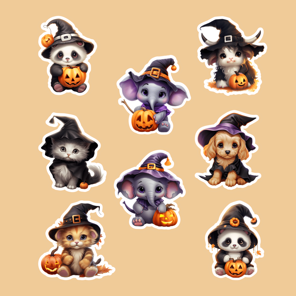 Cute Baby Animals for Halloween Sticker Sets - Sticker Bits