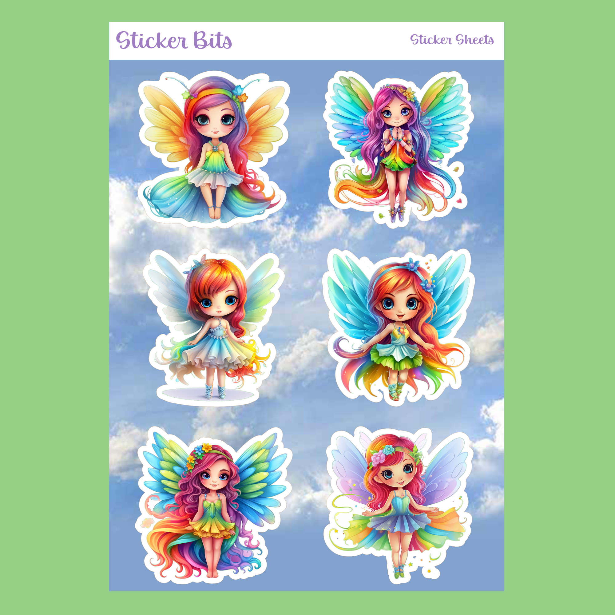 Cute Rainbow Fairy Sticker Sets 25-36 - Sticker Bits