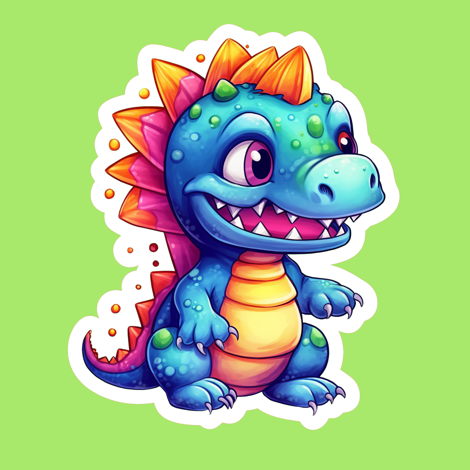 Cute Rainbow Dino Stickers - Sticker Bits