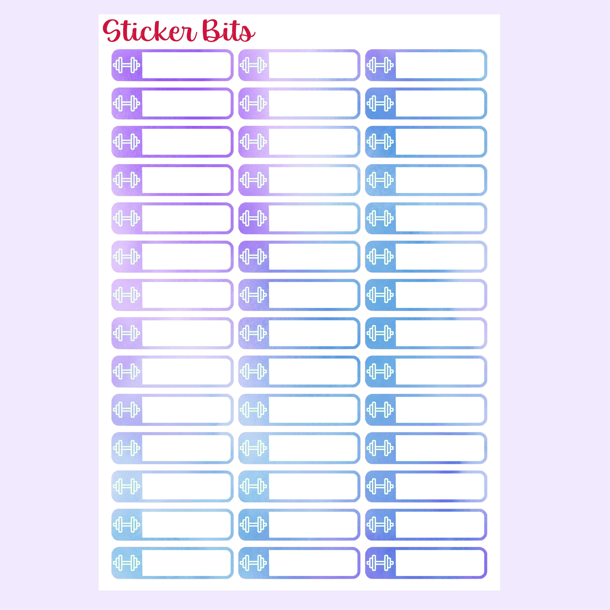A5 Planner Sticker Sheet: Gym Stickers - Sticker Bits