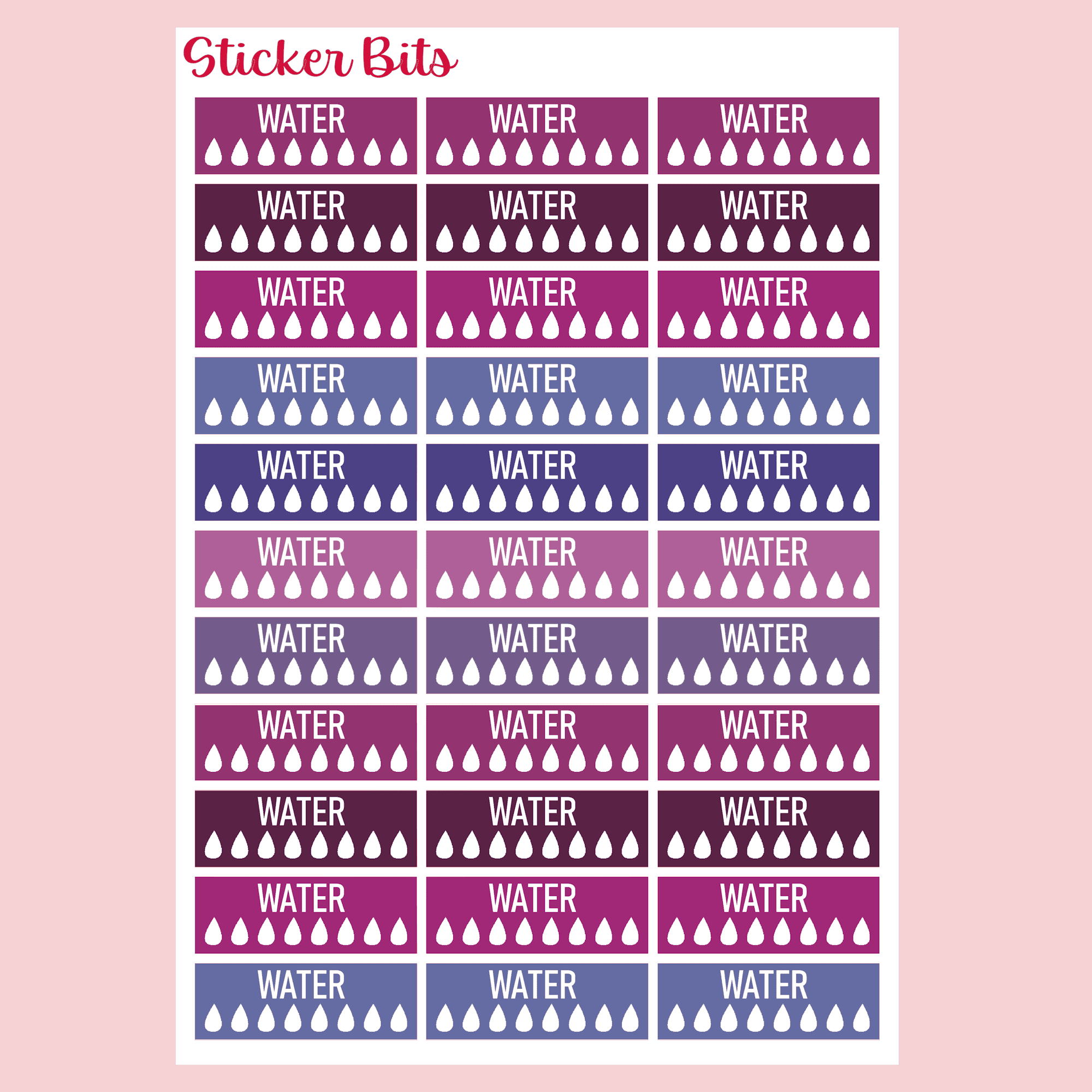 A5 Planner Sticker Sheet: Water - Sticker Bits