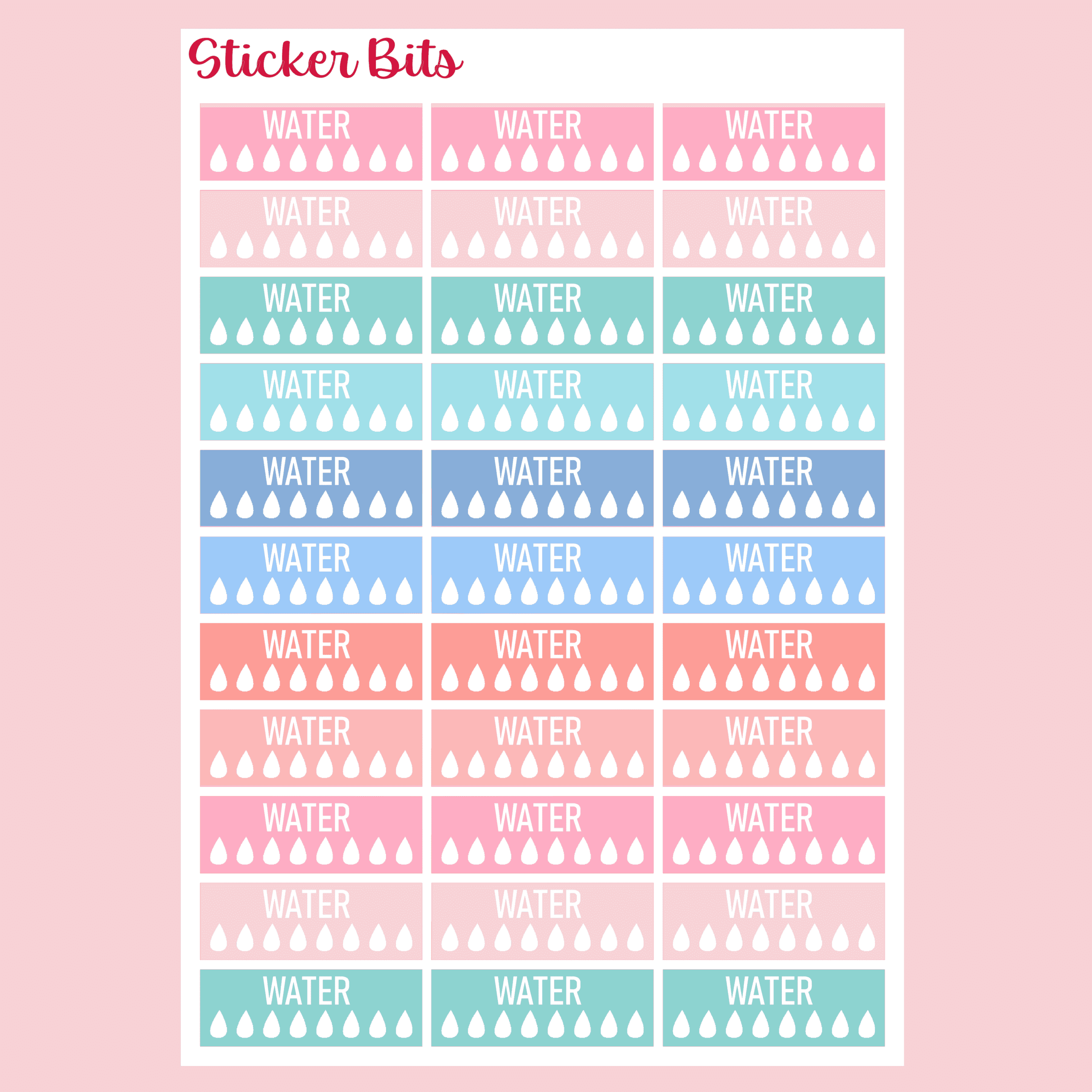 A5 Planner Sticker Sheet: Water - Sticker Bits