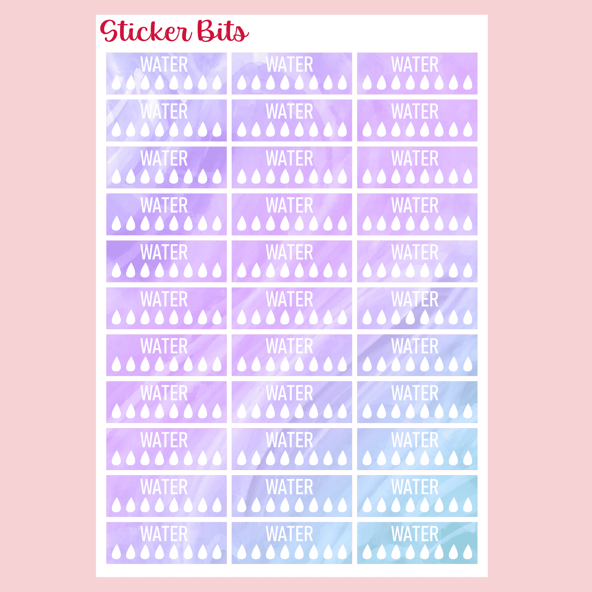 A5 Planner Sticker Sheet: Water - Sticker Bits