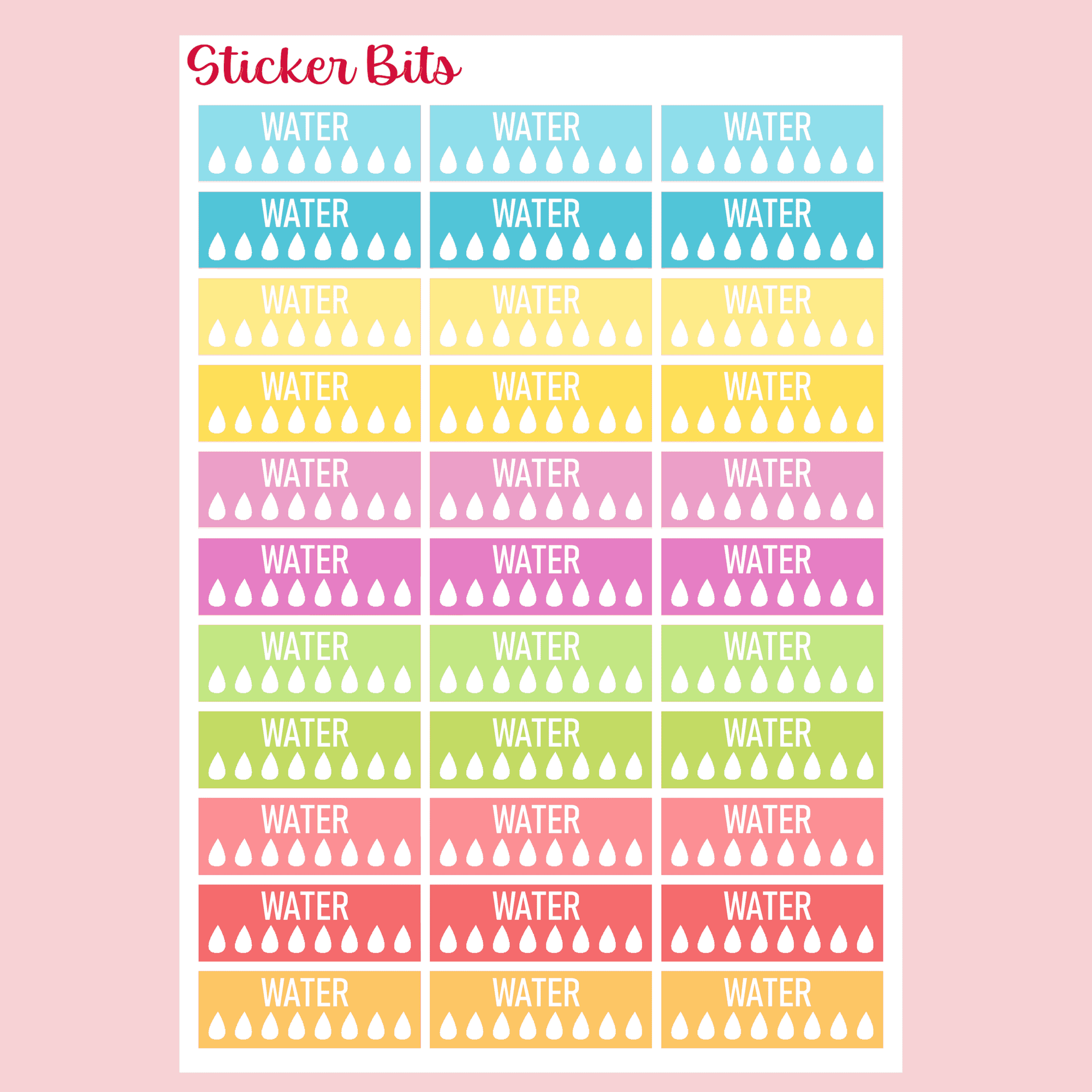 A5 Planner Sticker Sheet: Water - Sticker Bits